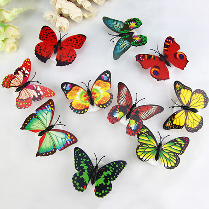 4x Butterfly LED Night Light Glowing Stickable Atmosphere Wall Lights ...