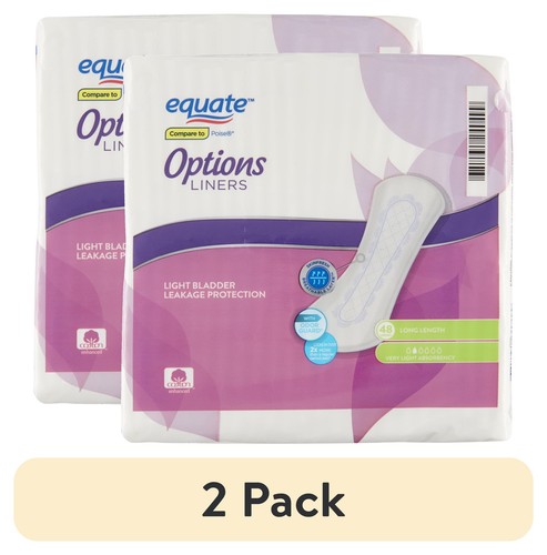 (2 Pack) Equate Options Incontinence Liners for Women, Very Light, Long ...