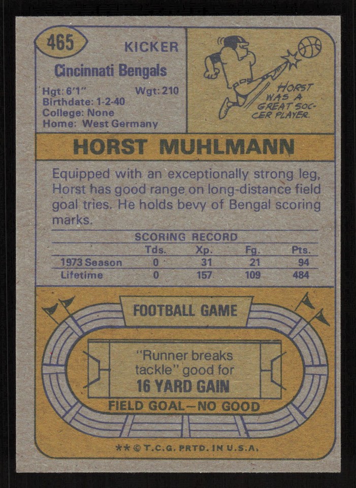 1974 Topps #465 Horst Muhlmann Card TCCCX | eBay