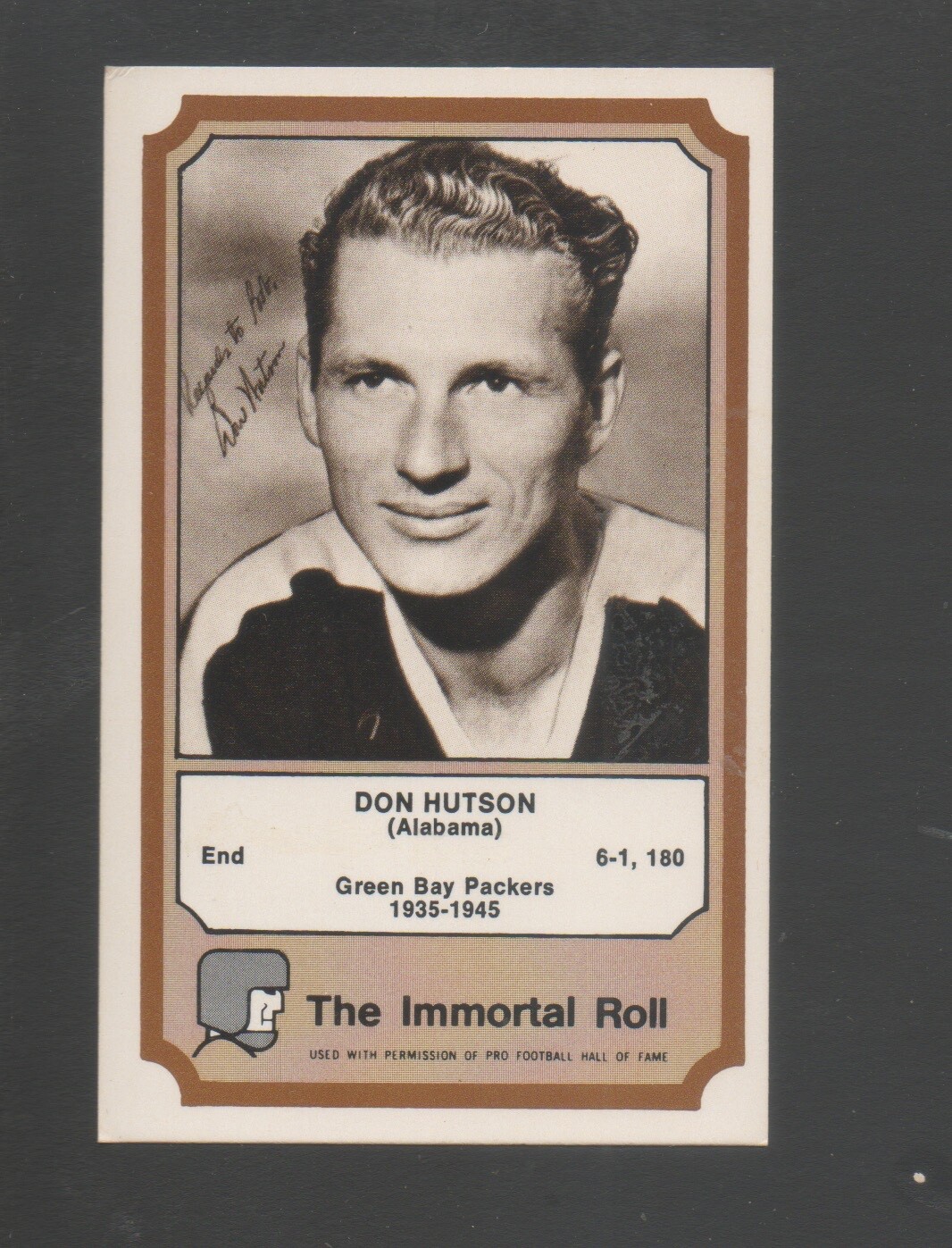 1974 FLEER HALL OF FAME IMMORTALS-DON HUTSON-GREEN BAY PACKERS Near ...