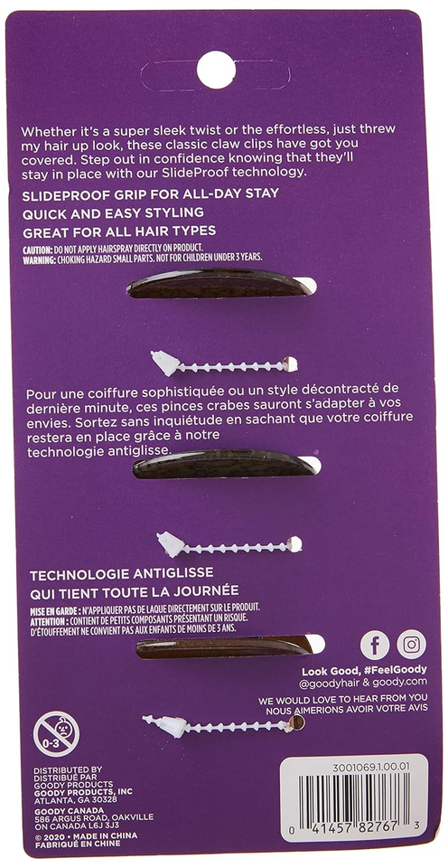 Pinzas Grandes Para Cabello Grueso 3 Pzs Colores Marron Surtidos ...