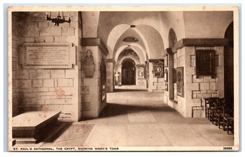 Postcard St Paul's Cathedral The Crypt showing Wren's Tomb London | eBay UK