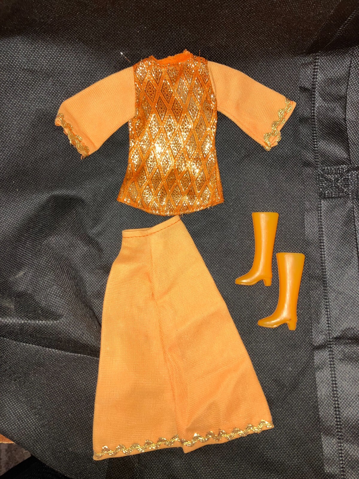 Vtg 1970s Clone Barbie Orange Gold Top & Pants Outfit Shillman Maxi Mod ...