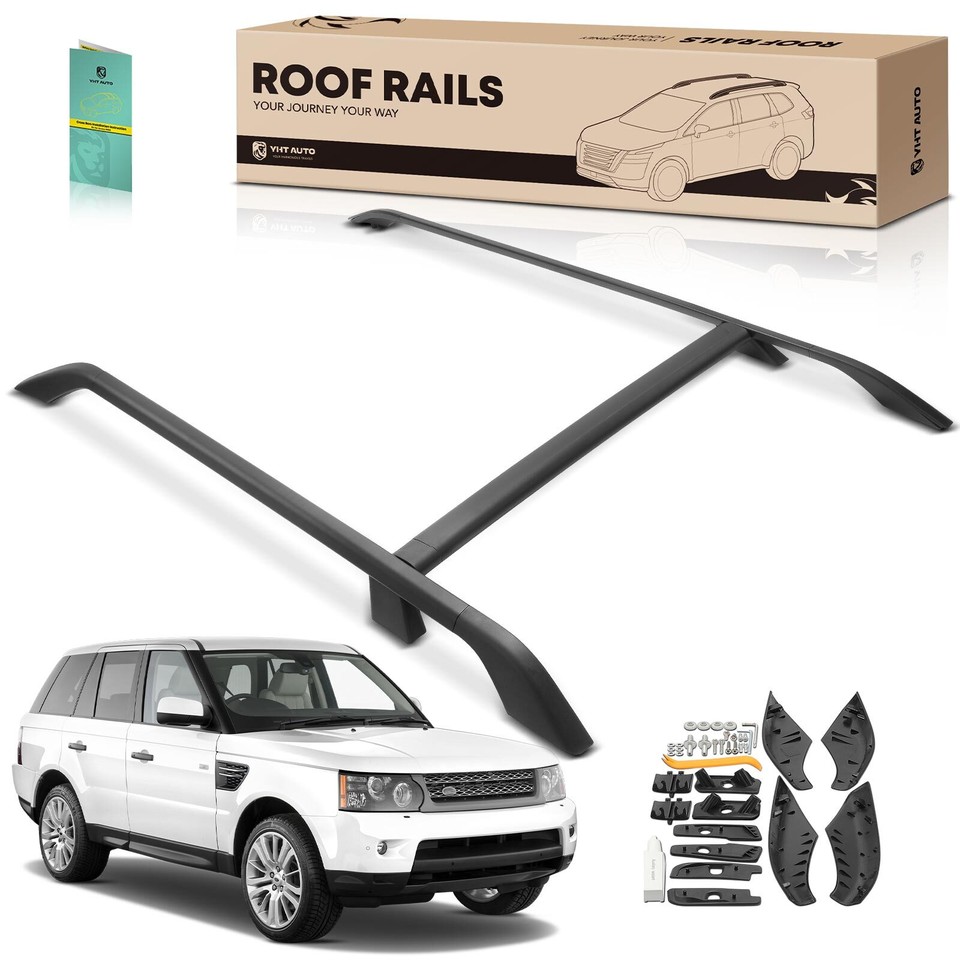 Black Aluminum Alloy & Nylon Roof Rack Side Rails for Land Rover LR2 ...