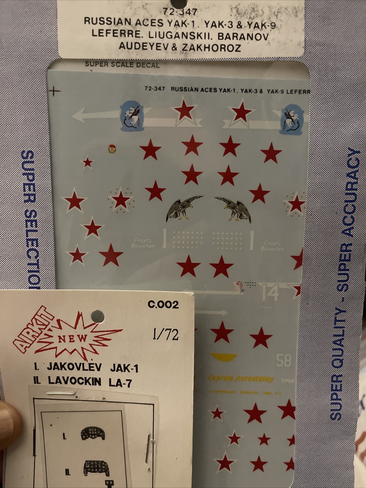 Airkit 1/72 Cockpit placards & Decal Sets For The Jakovlev Jak-1 ...