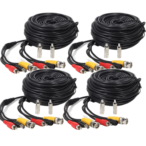 4x 100ft Audio Video Power Cable CCD Security Camera BNC RCA CCTV DVR ...