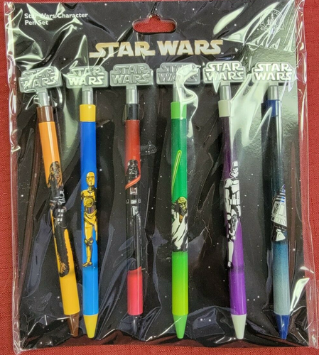 NEW Disney Parks Star Wars Character 6 Pen Set R2-D2 Vader Yoda C-3PO ...