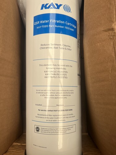 ECOLAB KAY-T020S HIGH CAPACITY FILTER 5 MICRON CARBON AND SCALE PN ...
