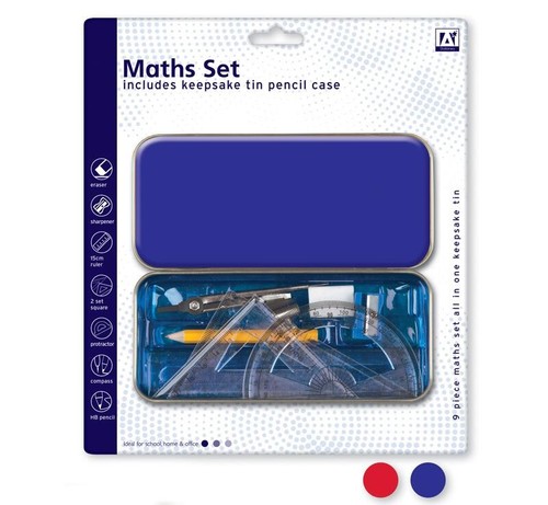 Compact MATHS GEOMETRY SET Compass Ruler Protractor Sharpener SCHOOL ...