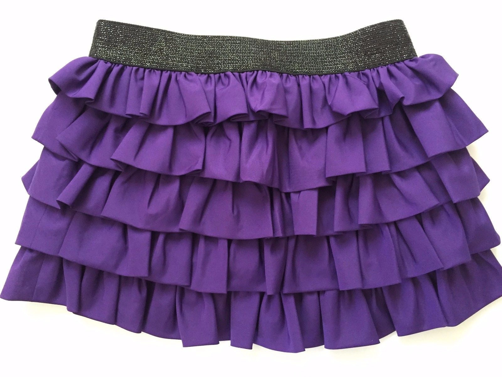 RALPH LAUREN Size 7 Girls Purple Ruffle Tiered Skirt Elastic Waist | eBay