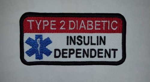 Type 2 Diabetic Insulin Dependent - Deluxe Embroidered Sew or Hook Side ...
