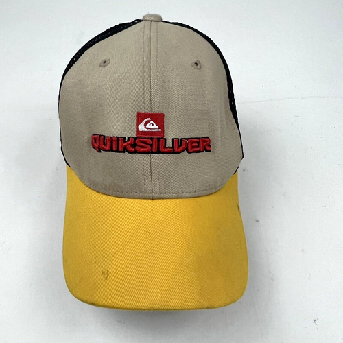 Quicksilver Hat Cap Flexfit Black Yellow One Size Adult 90's USA ...