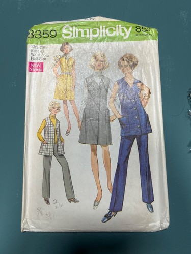Tunic Dress & Pants 1970s Vtg Sewing Pattern Womens 20 1/2 Simplicity ...