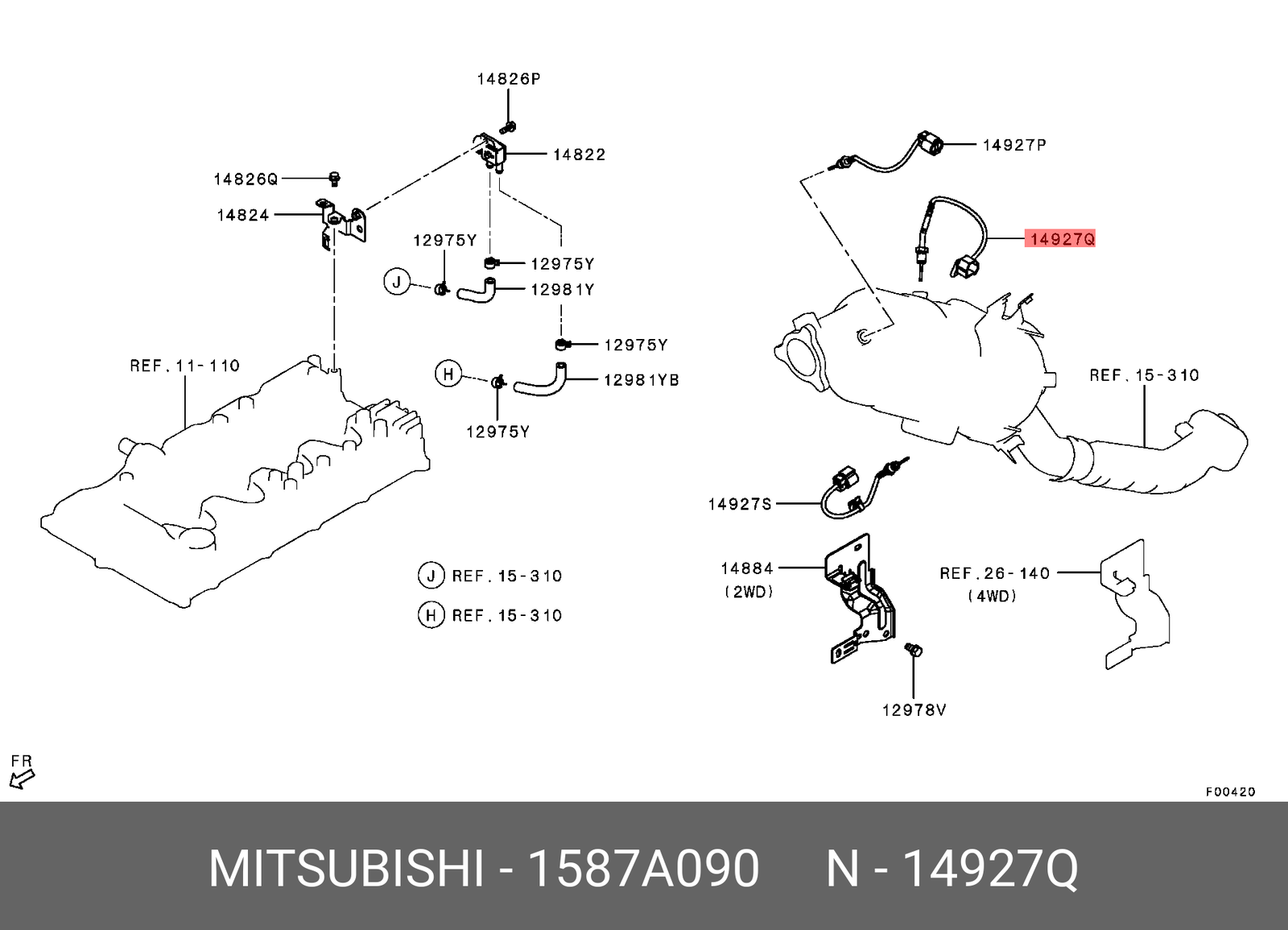 Genuine OE Sensor Assembly Temperature 1587A090 for Mitsubishi 1587 ...