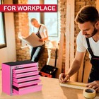 P.I.T. Mini Pink Tool Box, Portable 5-Drawer Micro Roll Steel Stackable ...