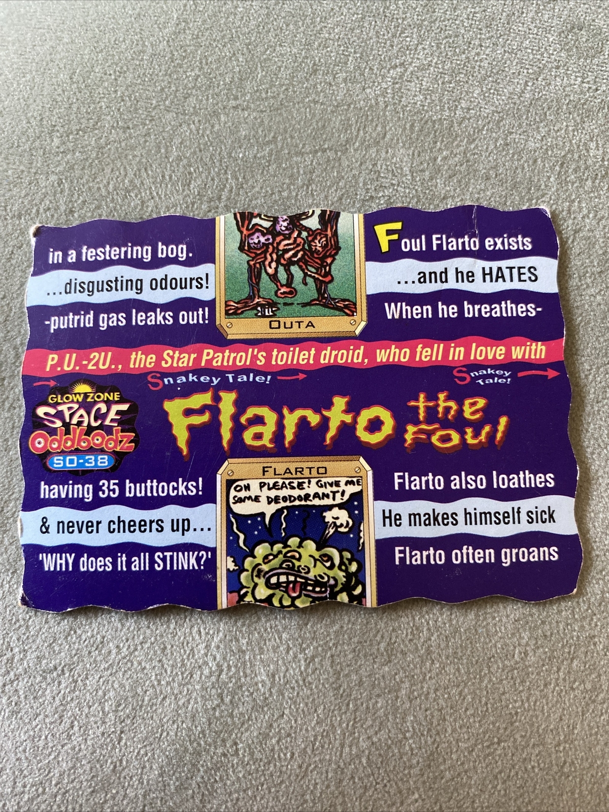 Oddbodz Card Collectable Vintage Funny Card Glow Zone Collector Card E2 ...