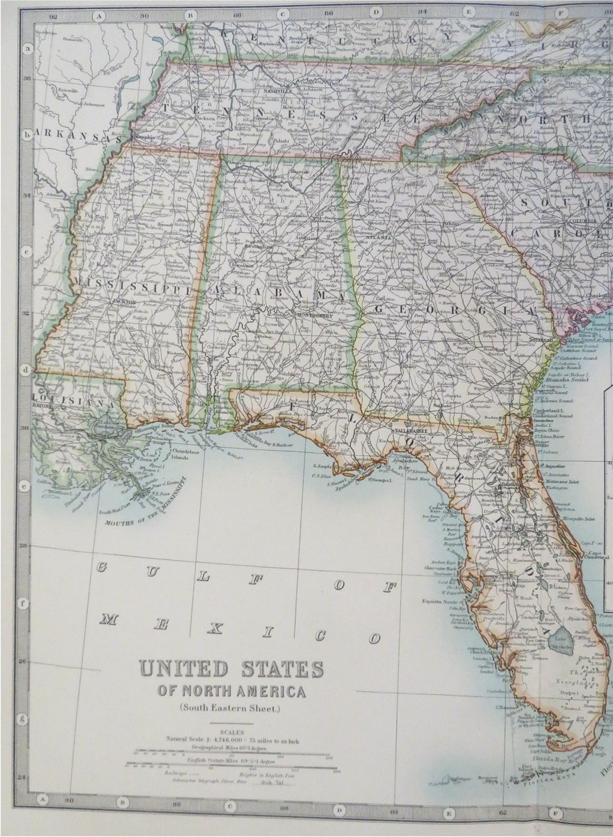 Map Of Florida Georgia Tennesse Post Route Map Of The States Of