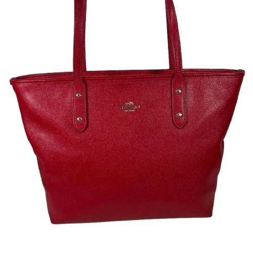 Coach Crossgrain True Red Leather City Zip Tote F58846 Shoulder Bag ...
