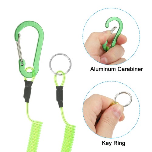 6pcs Retractable Spring Coil Straps, 6" Lanyard Cord with Clip and Ring ...