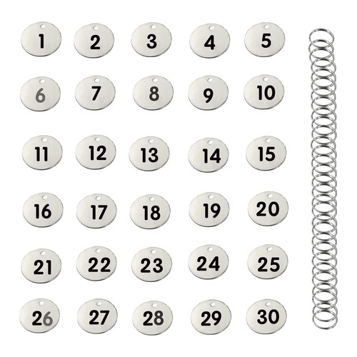 Stainless Steel Numbered Tags, Round Metal Key Tags ID Tags with Rings ...