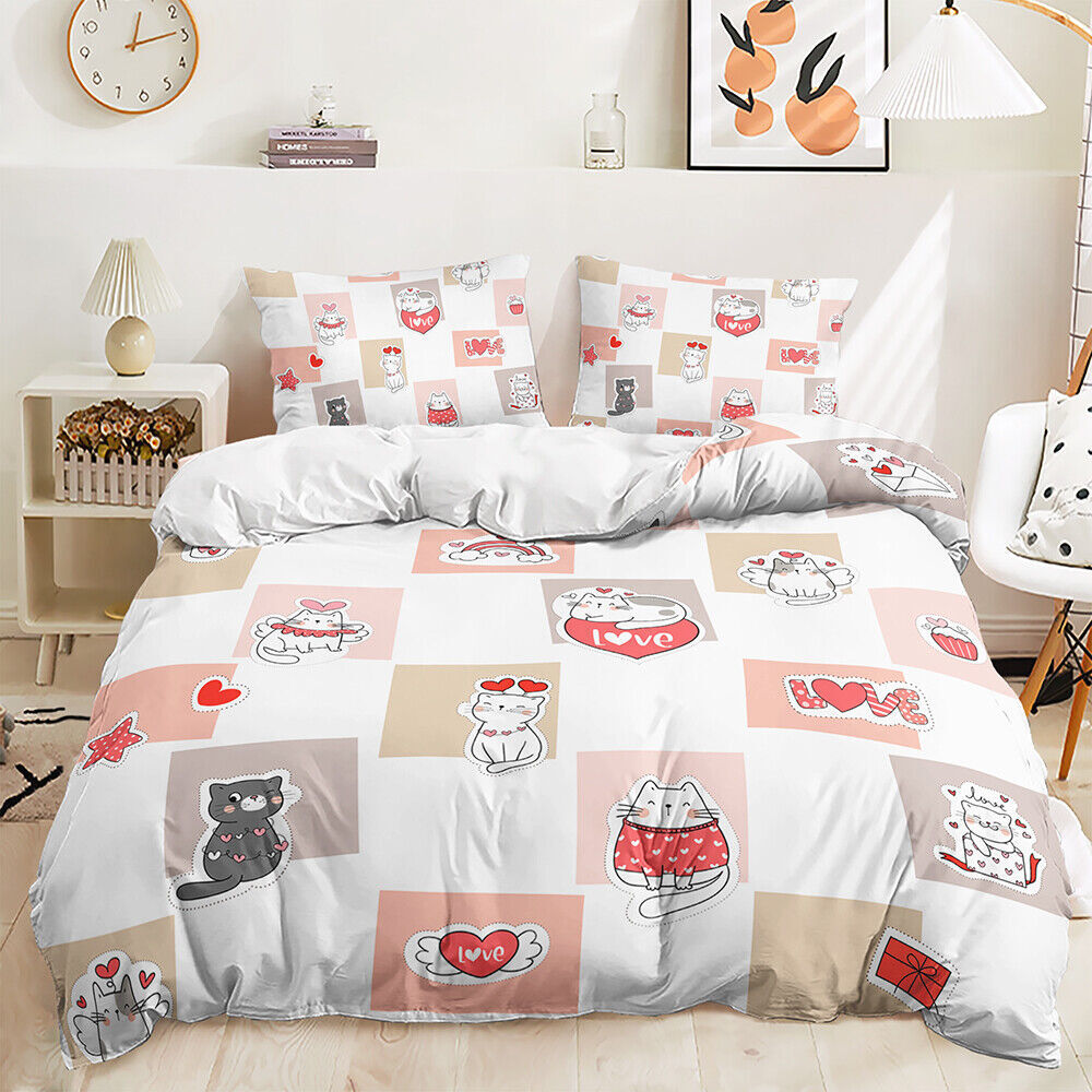 Lovely Cat Hedgehog Cartoon Pet Animal Illustration Doona Quilt Duvet ...