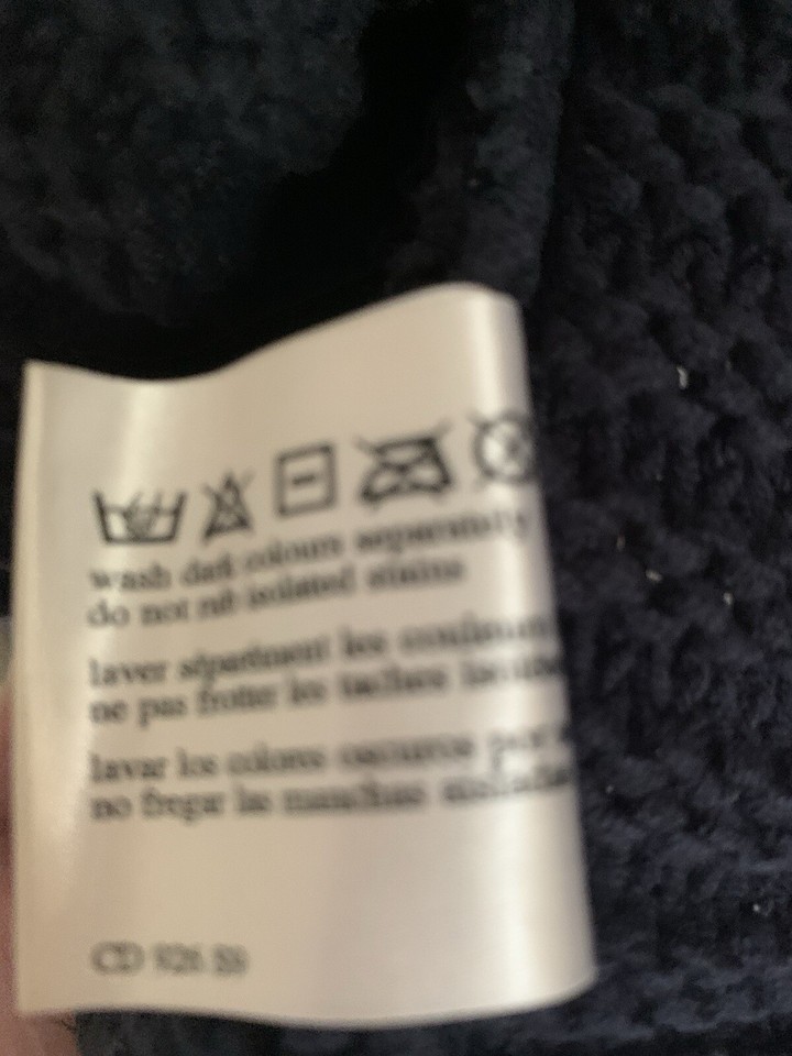 Vintage Laura Ashley Cardigan Shrug Navy Blue Ribbed Long Sleeves Size ...