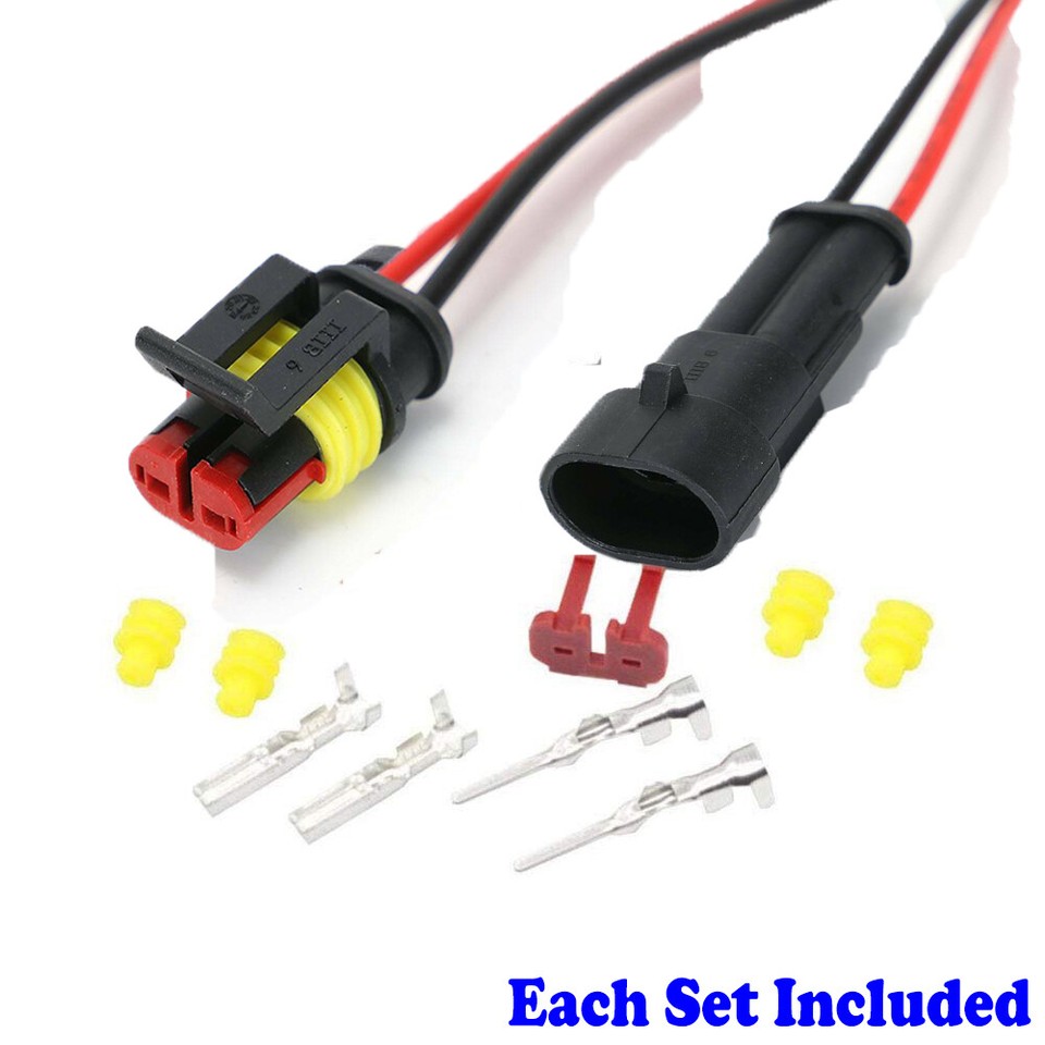 5 Set 12V 2Pin Cable Wire Connector Plug Waterproof Sealed For ...