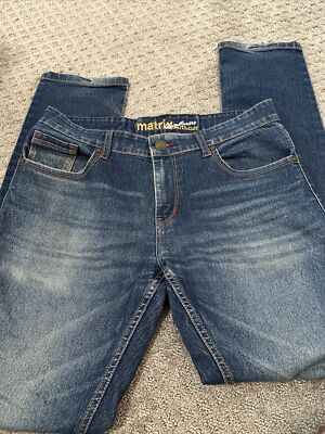 Matrix Mens Size 34 Pockets Whiskered Stretch Denim Blue Jeans | eBay