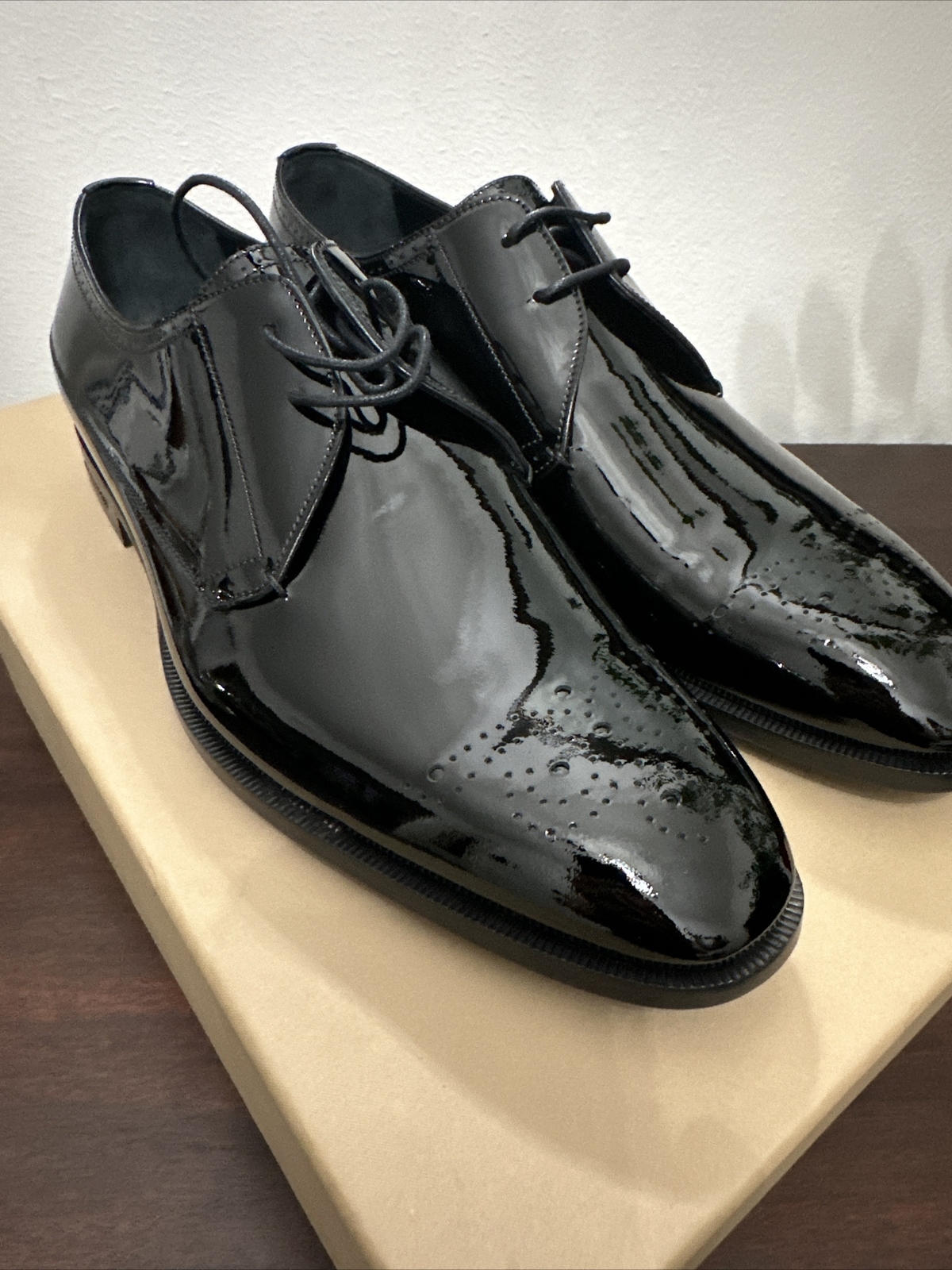 NEW BURBERRY Men Black CRANBROOK Polished Leather Oxford Formal Dress ...