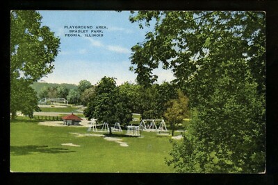 Illinois IL postcard Peoria, Playground Bradley Park linen Kropp | eBay