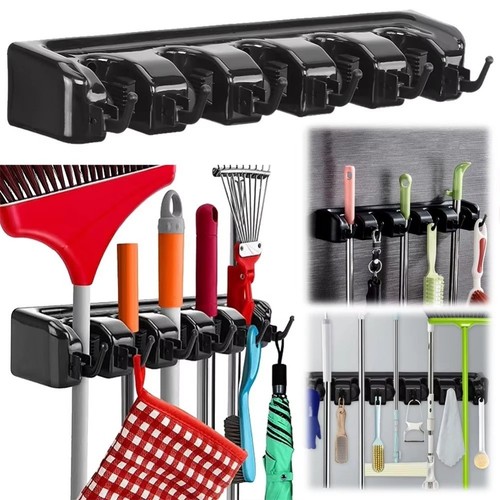 1xBroom Hanger Mop Holder Wall Mounted Brush Storage Rack Organizer ...