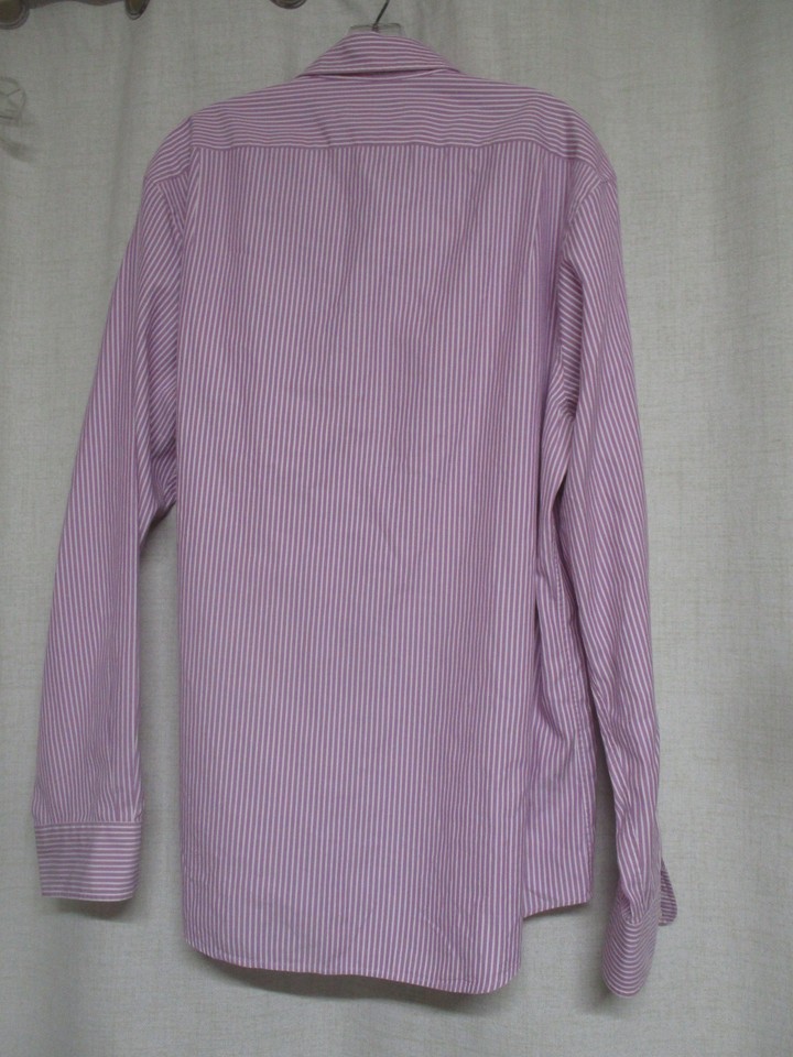 RALPH LAUREN Purple Label Pink White Striped Cotton Dress Shirt sz 17 ...