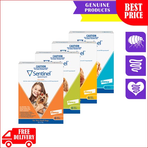 SENTINEL SPECTRUM for Dogs All Sizes 6 Chews Flea Heartworm Treatment ...