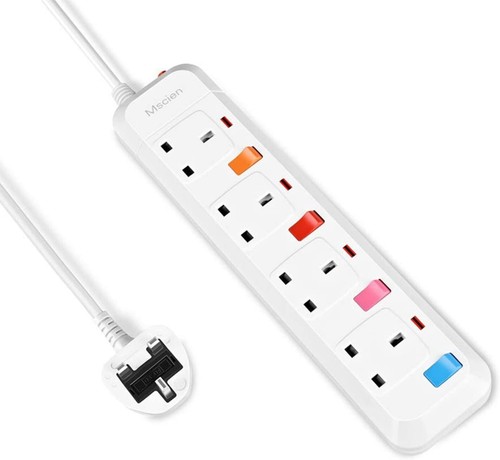 Extension Lead 3 4 Gang Surge Protected Switched Mains Plug Socket ...