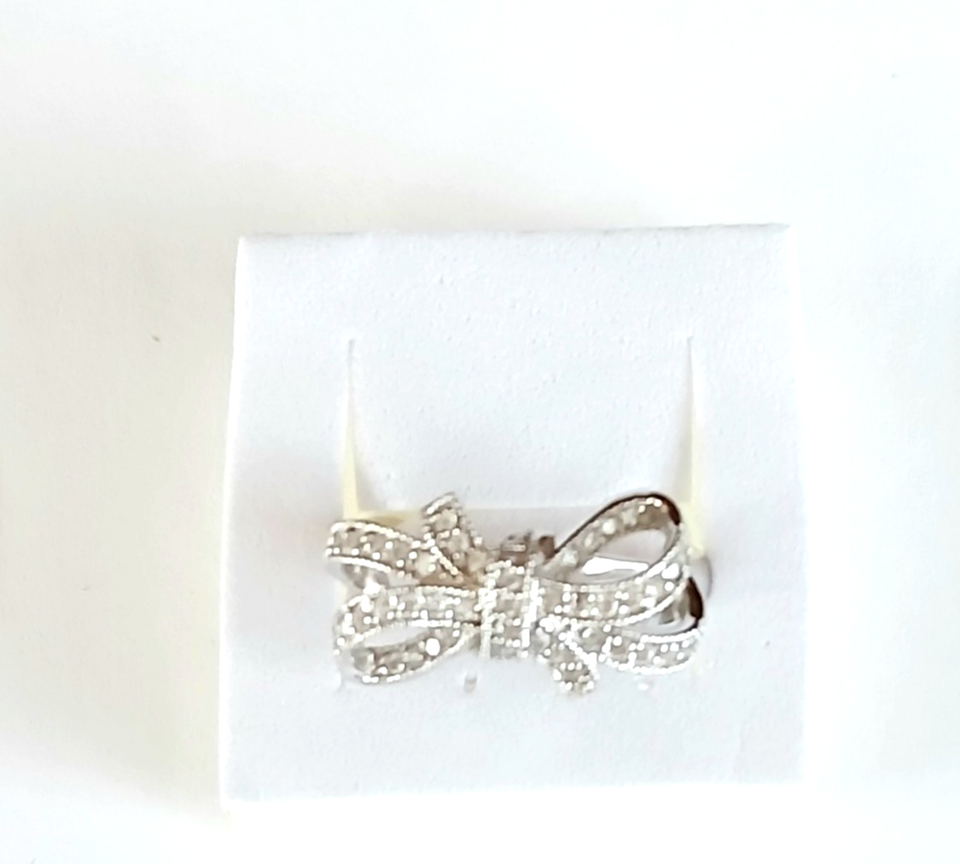 Epiphany QVC Sterling Silver 925 Diamonique Tie Bow Ribbon CZ Ring | eBay