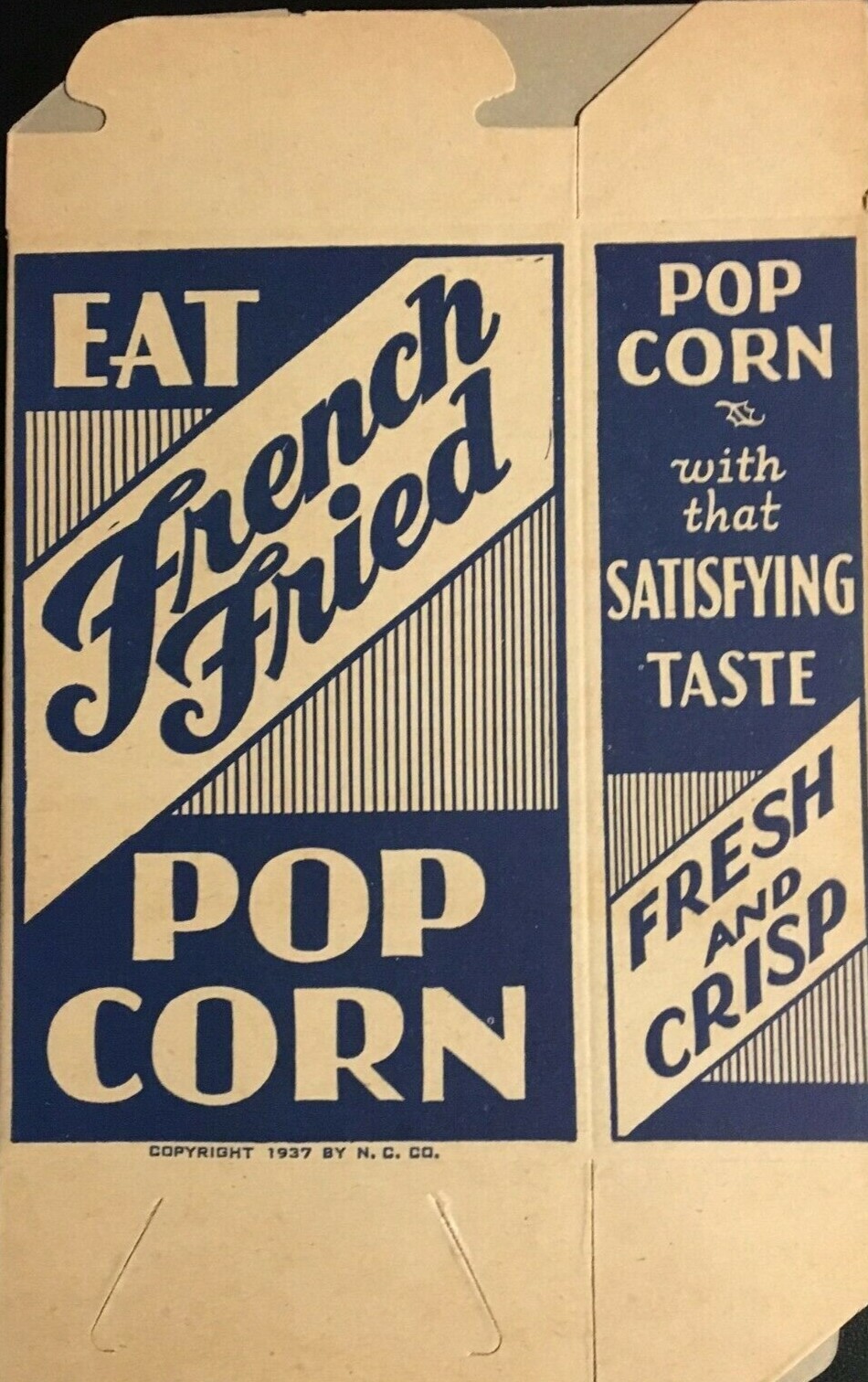 1930's Theater Eat French Fried Pop Corn Box - Old Unused Theater Stock ...