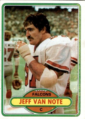 1980 Topps Football #232 Jeff Van Note Falcons - Variation - faded ...