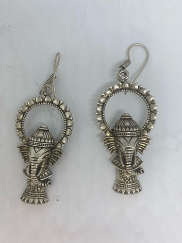 Silver Color earrings Of lord ganesha elephant god women's dangle ...