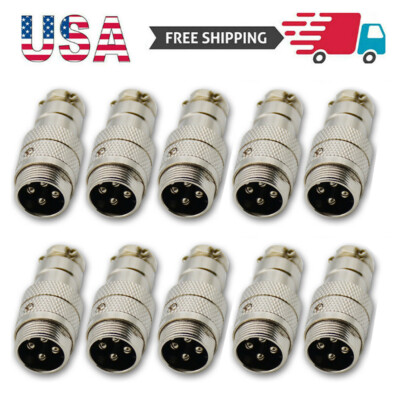 10 PCS 4 Pin Ham & CB Radio MIC Microphone Connector Male Plug solder ...