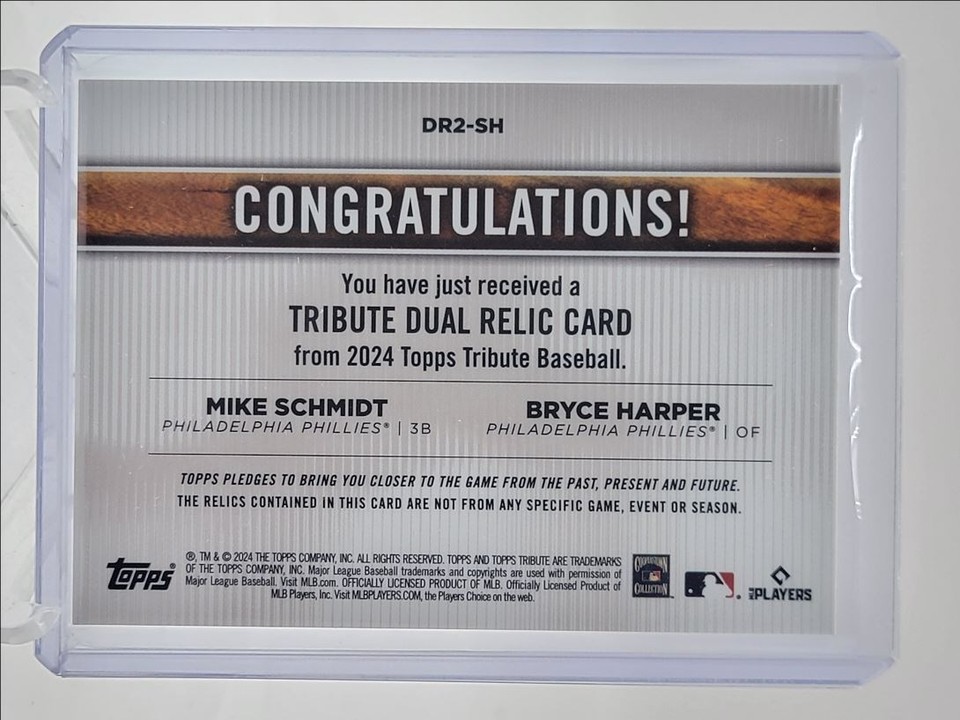 SCHMIDT HARPER 2024 TOPPS TRIBUTE DUAL BAT RELIC BLUE 001/150 Q0902 | eBay