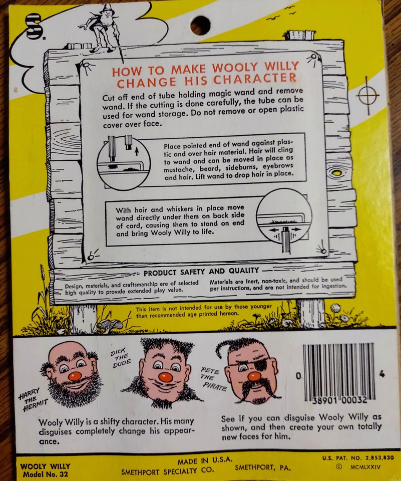 THE ORIGINAL WOOLY WILLY - VINTAGE TOY MAGNETIC PERSONALITY 1974 U.S.A ...