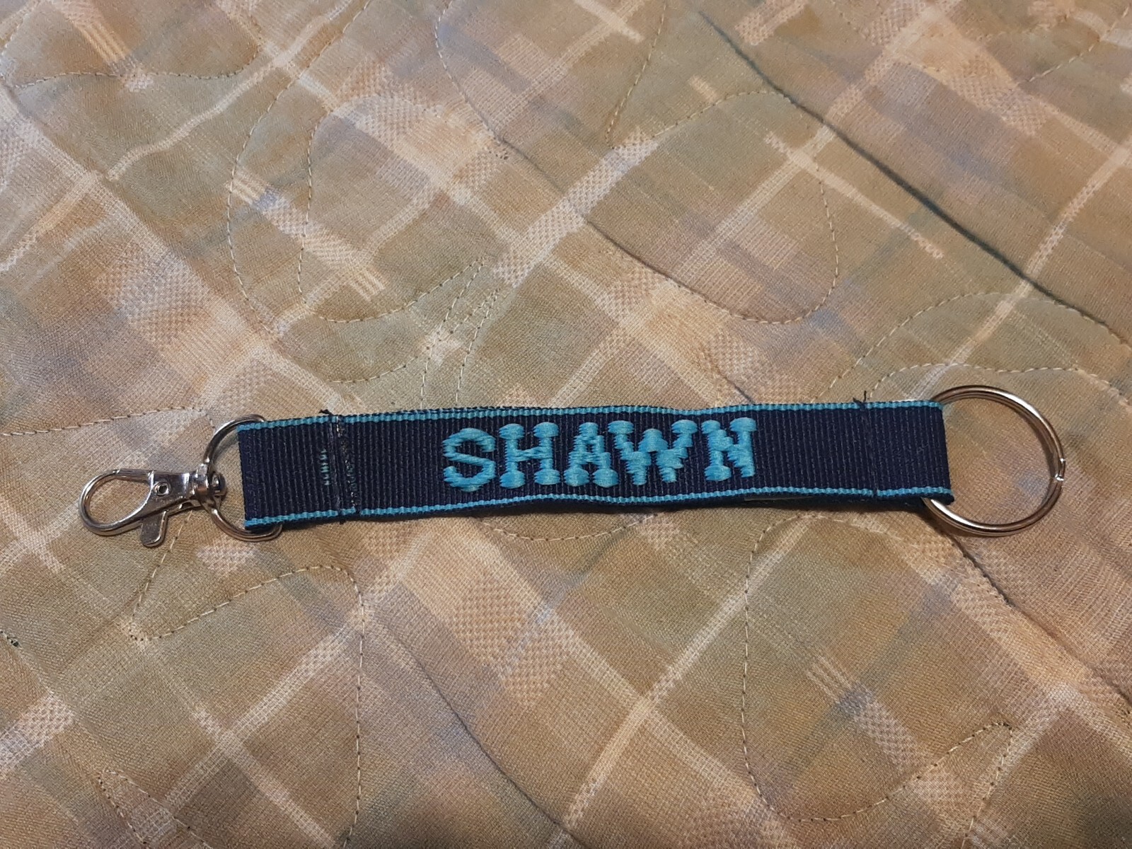 SHAWN Embroidered Name Strap Key Ring, Keychain with Clasp (BLUE) | eBay