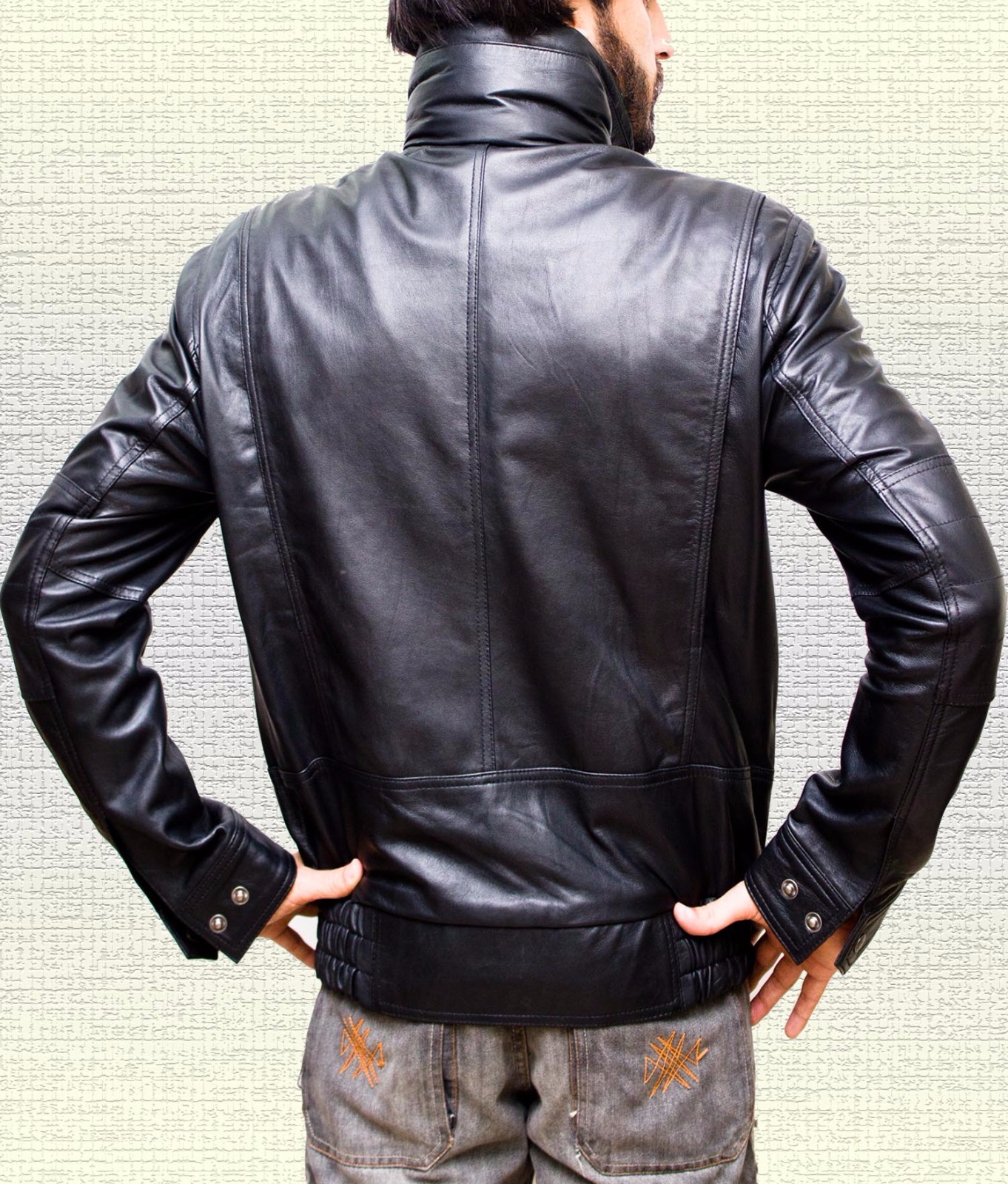 Men Black Mass Jhony Depp Handmade Sheep Leather Jacket Size Small-5XL ...