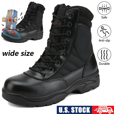 Men's Steel Toe Safety Boots Military Tactical Combat Boots Wide Size 6 ...