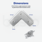 37x 37mm L Shape Corner Brackets for Wood Heavy Duty Angle Mending ...