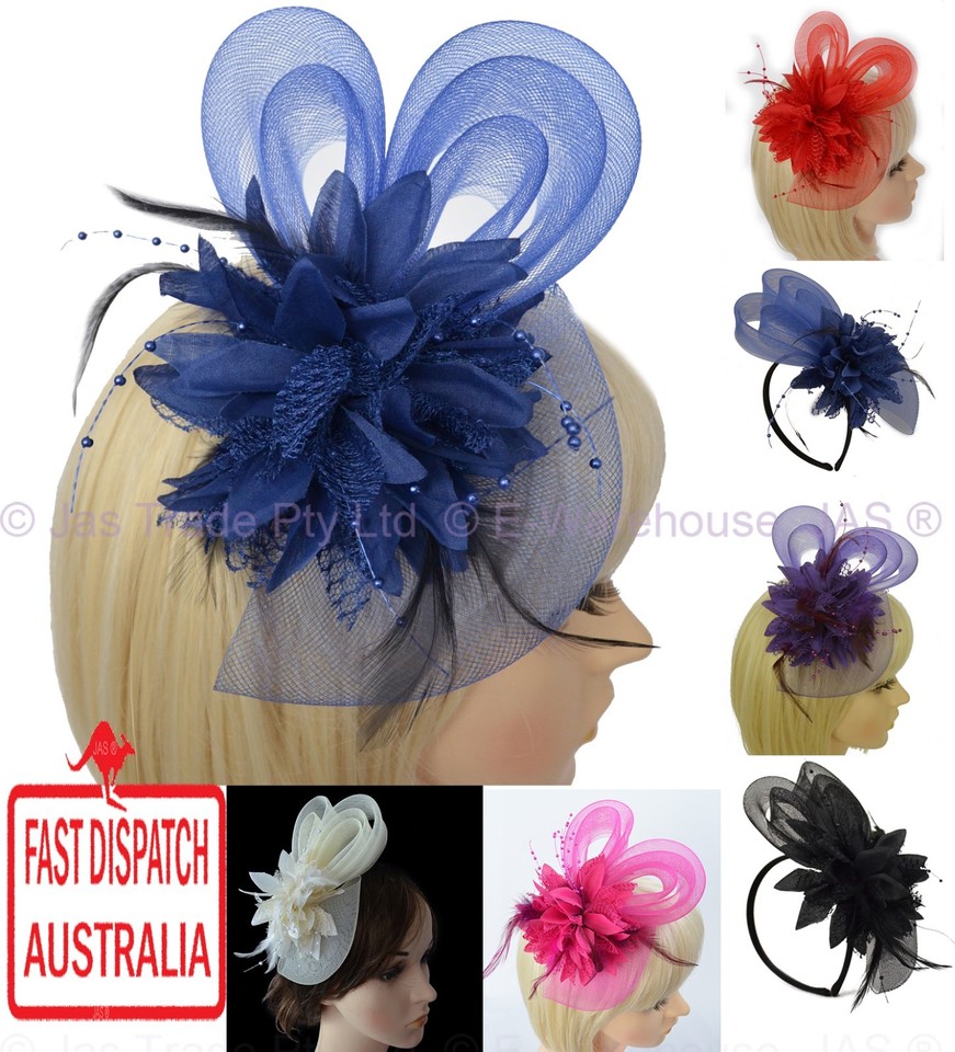 Spring Race Racing Party Melbourne Cup Feather Fascinator Headband Clip ...