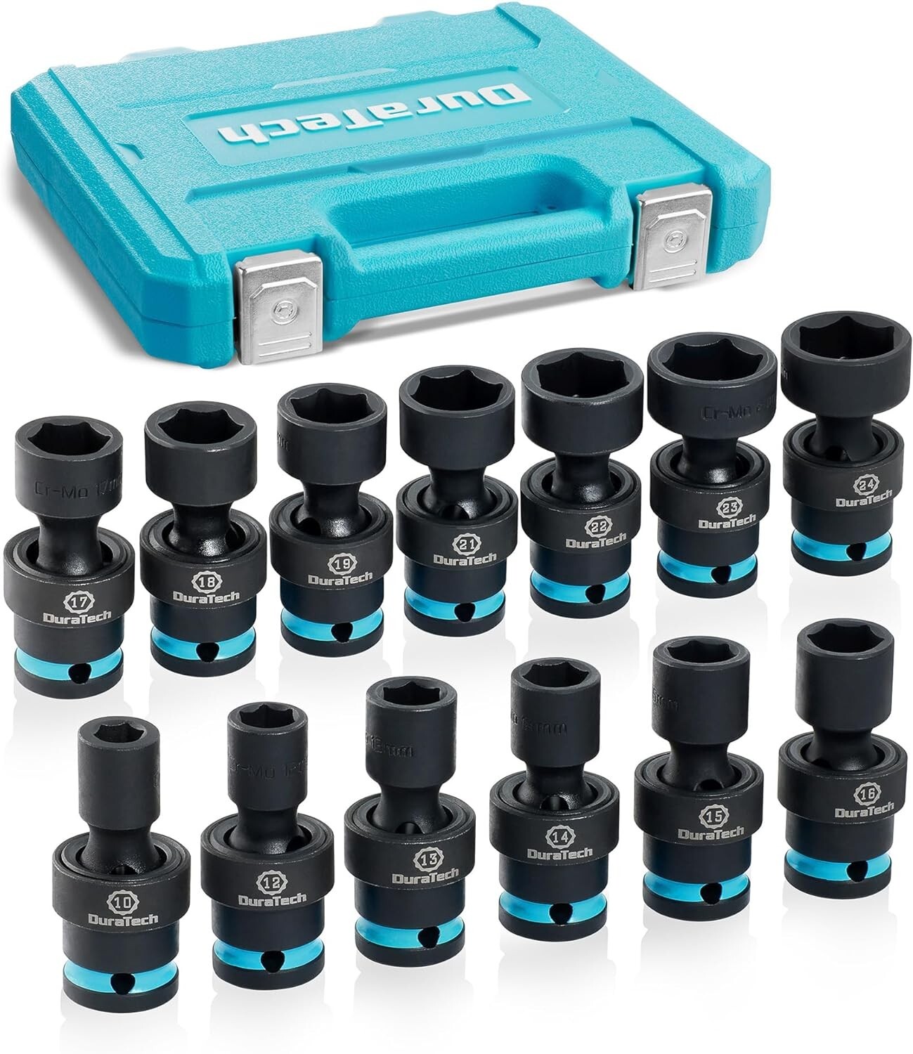 DURATECH 1/2" Drive Swivel Socket Set, 13-Piece Metric Socket Set with ...