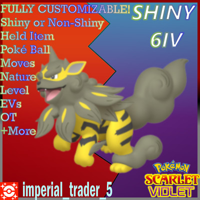 Pokémon Scarlet and Violet SHINY Hisuian Arcanine W/ Best 6IV ...