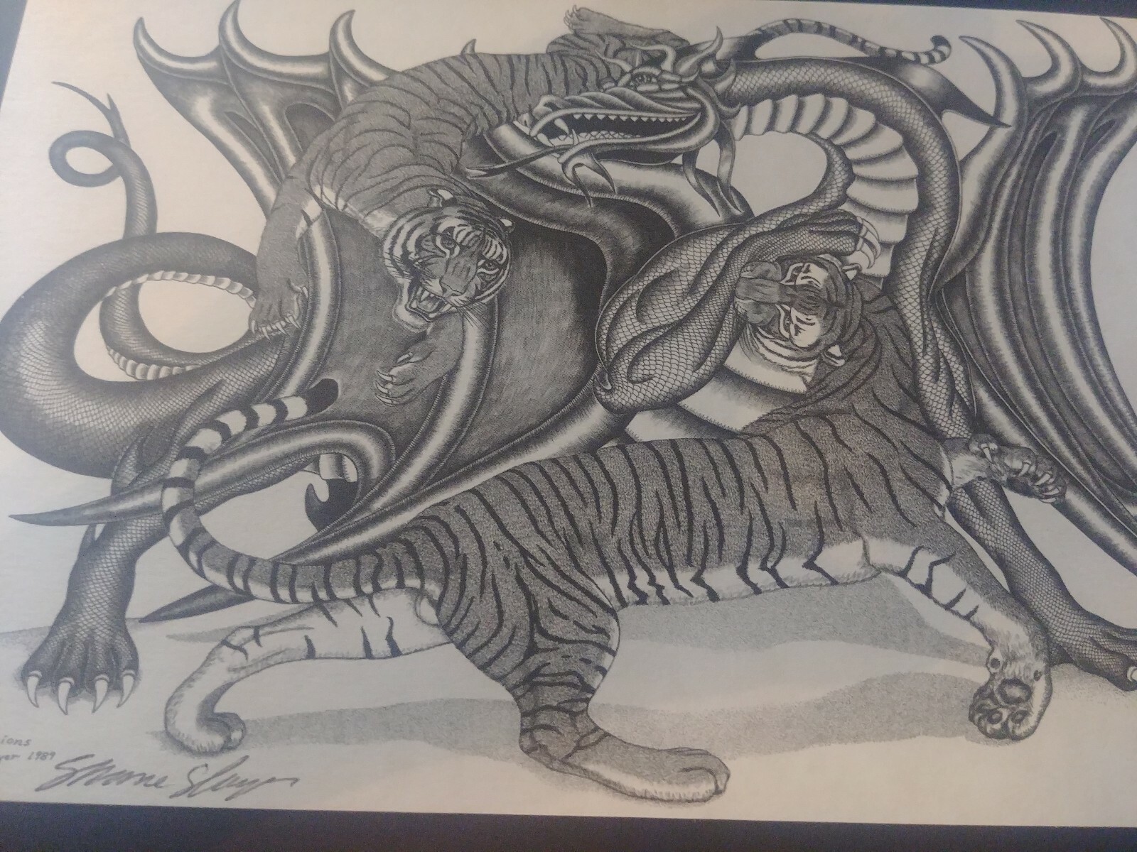 Shane Slayer Violent Champions Dragon & Tiger B & W Print 89' Signed | eBay