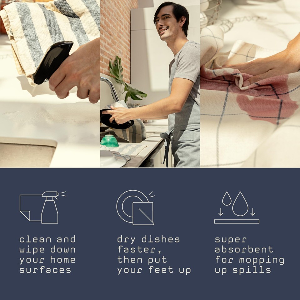 MEEMA Dish Kitchen Towels 4 Pack- Rustic and Super Absorbent Weave ...